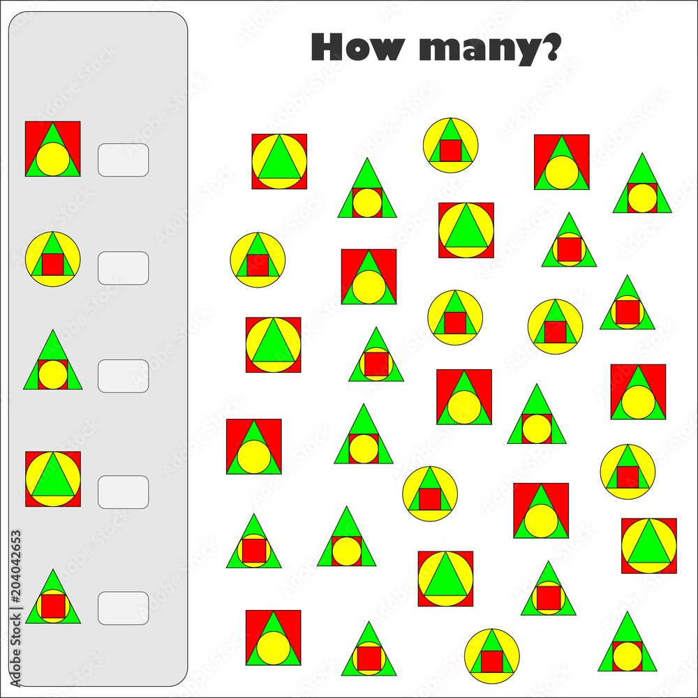 Obraz How Many Counting Game With Geometric Shapes For Kids obraz-how-many-counting-game-with-geometric-shapes-for-kids