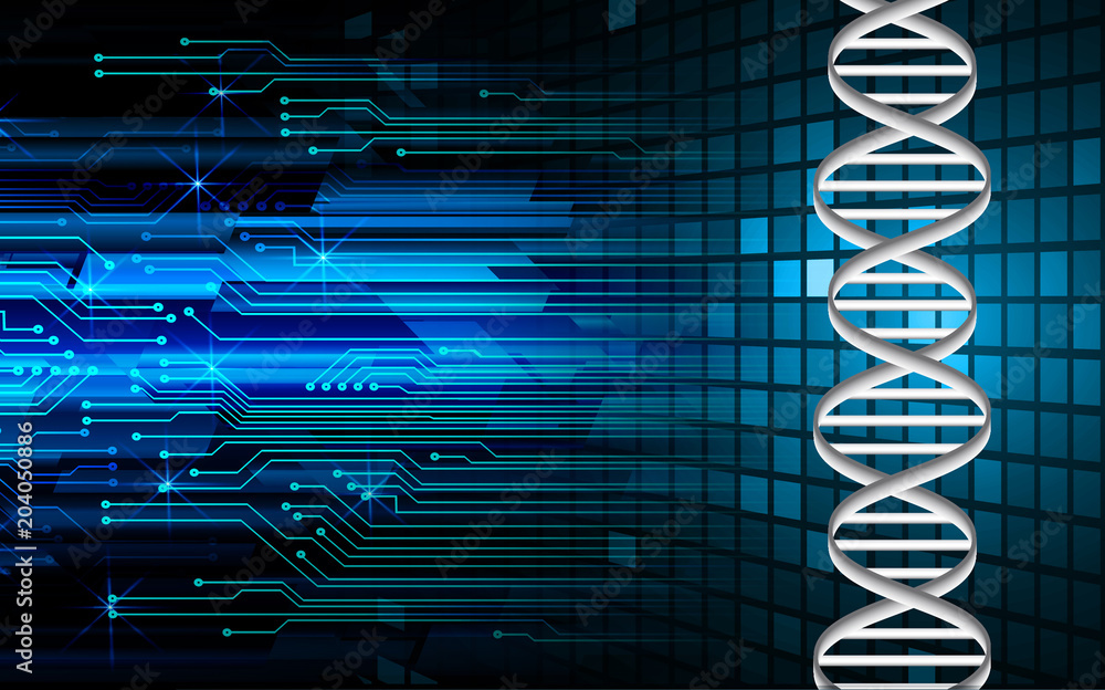 DNA helix DNA molecule, digital data background,blue abstract light hi ...