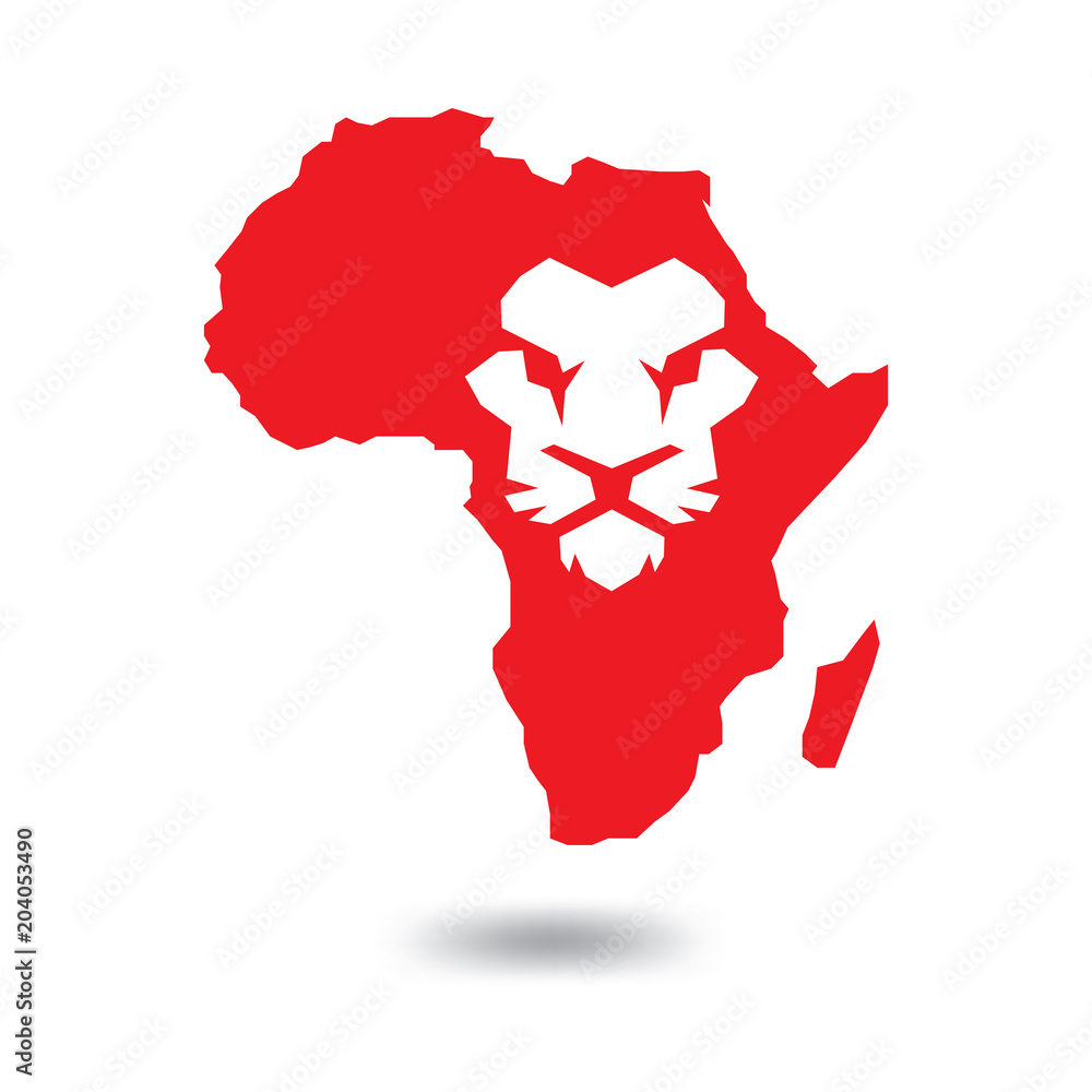 African map with lion head logo Stock Vector | Adobe Stock