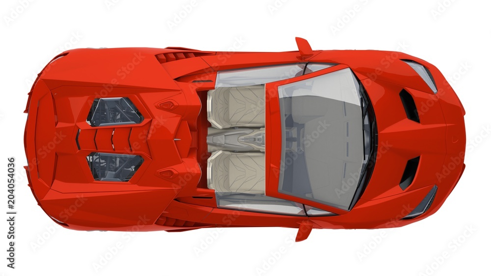 red sports car top view isolated on white Stock Photo | Adobe Stock