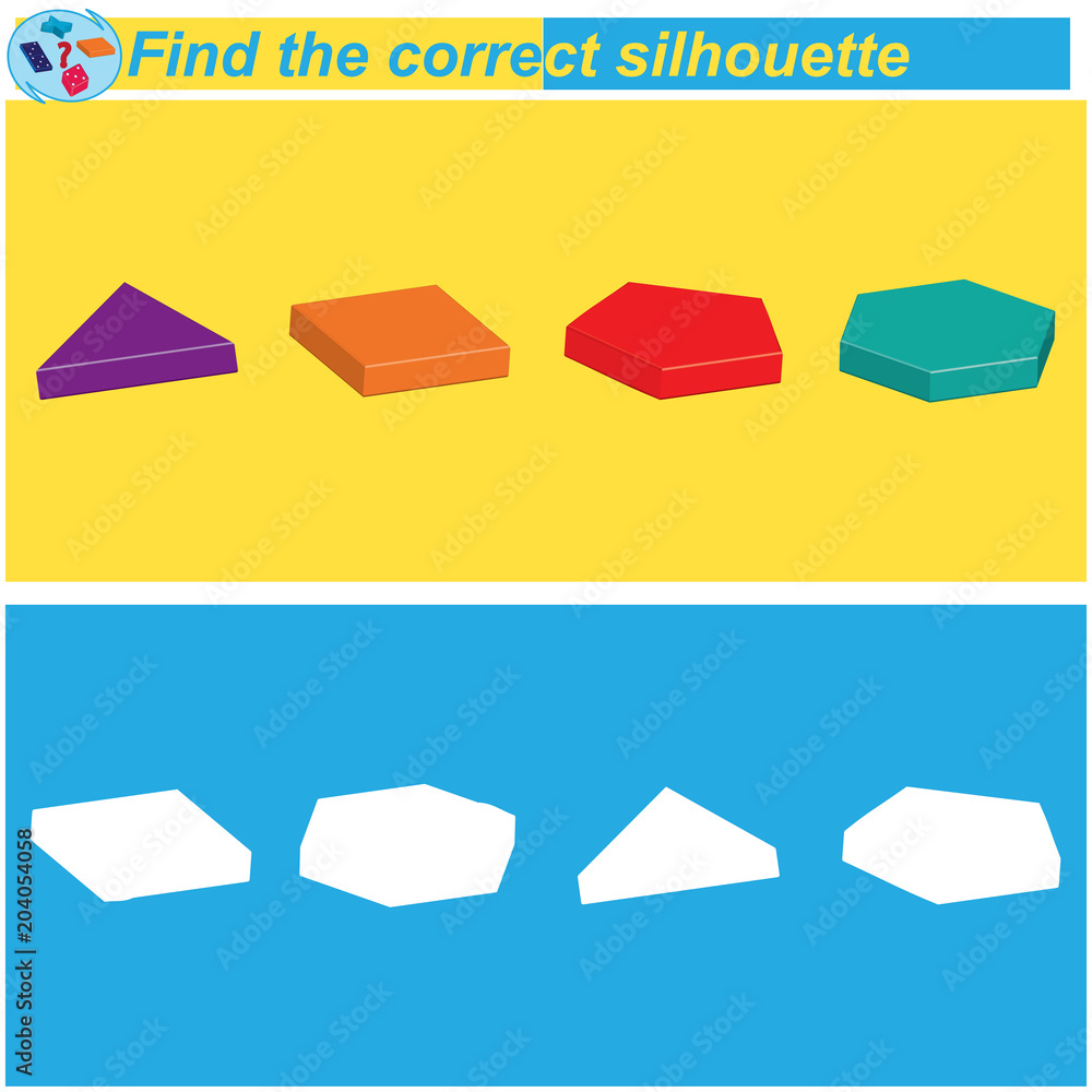 Logical task. Find the correct silhouette game Stock Vector | Adobe Stock