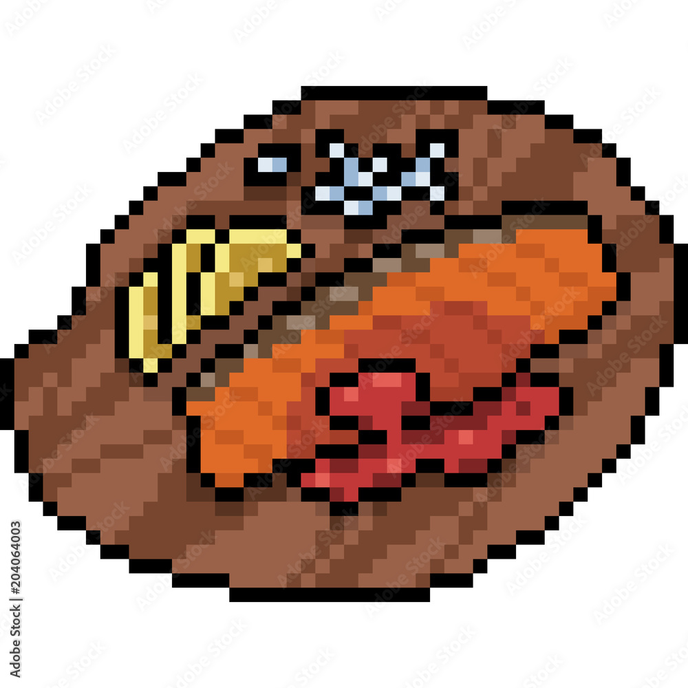 vector pixel art fish steak Stock Vector | Adobe Stock