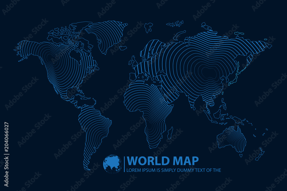 Modern Digital World Map Globalization Concept. Vector Illustration ...