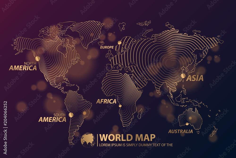 Modern Digital World Map Globalization Concept. Vector Illustration ...