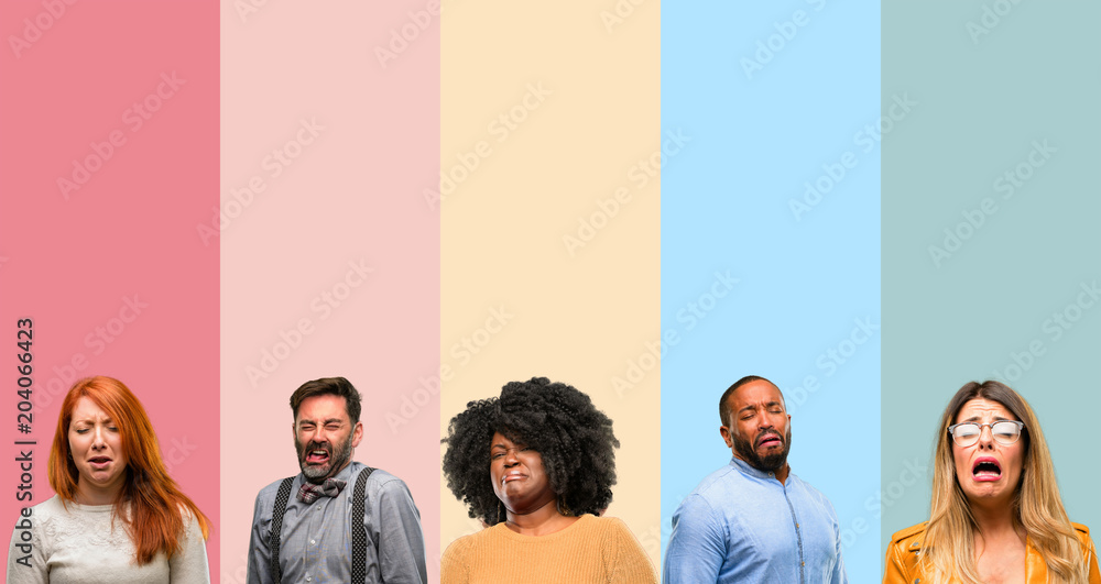 Group Of Sad People Crying