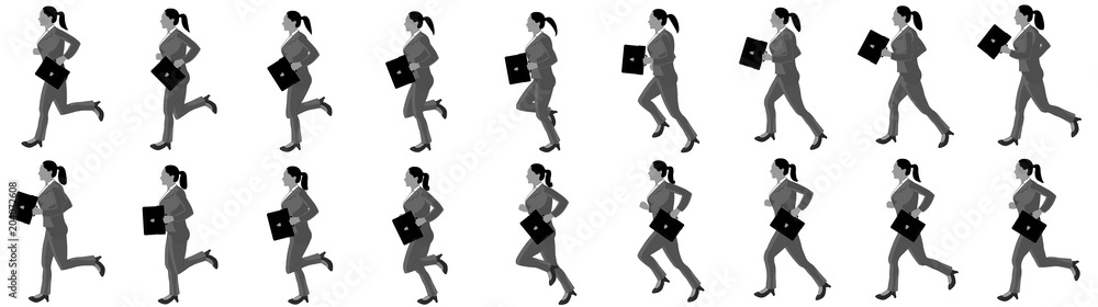 Business woman running animation sprite sheet, loop animation Stock ...