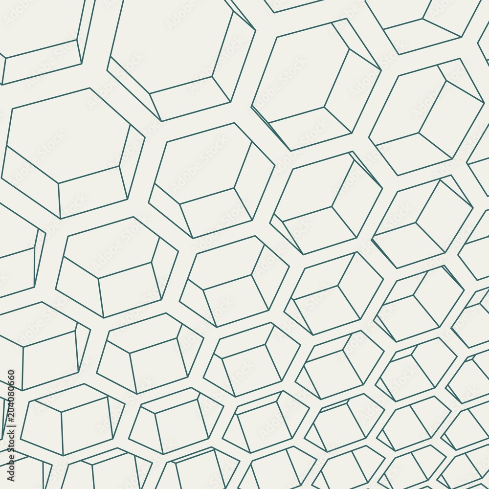 Perspective view on honeycomb. Hexagon pattern background. Isometric ...