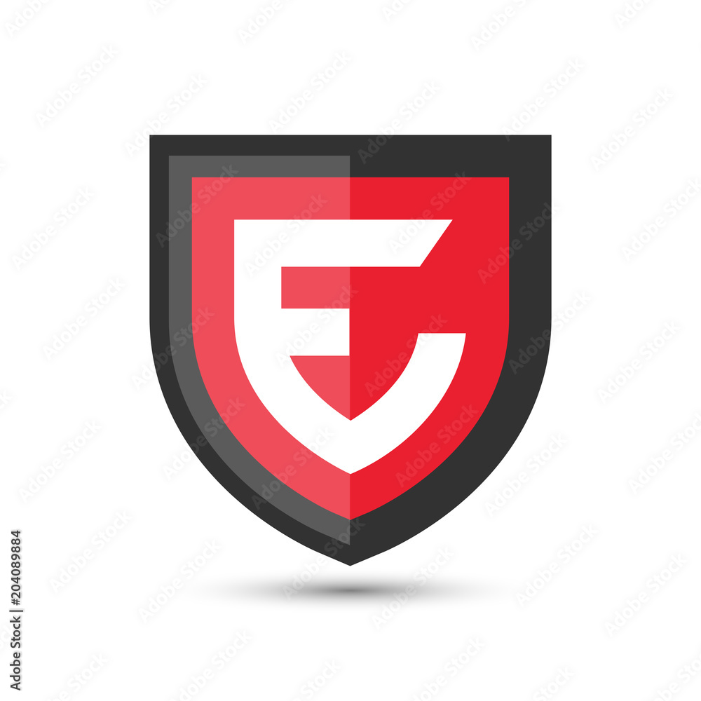 Letter E Protect Shield Logo Icon Template. Vector Emblem. Abstract ...