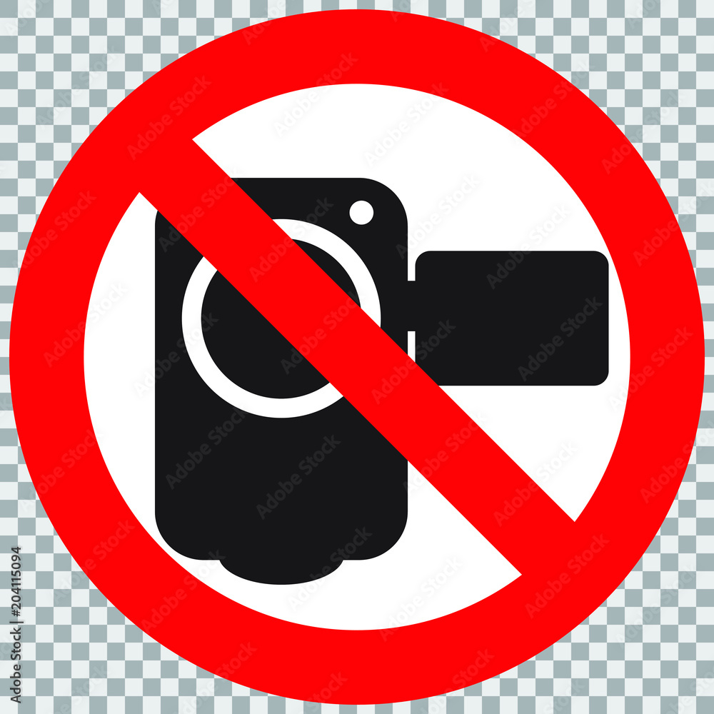 Prohibition video recording sign, no camera allowed sign vector. Stock ...