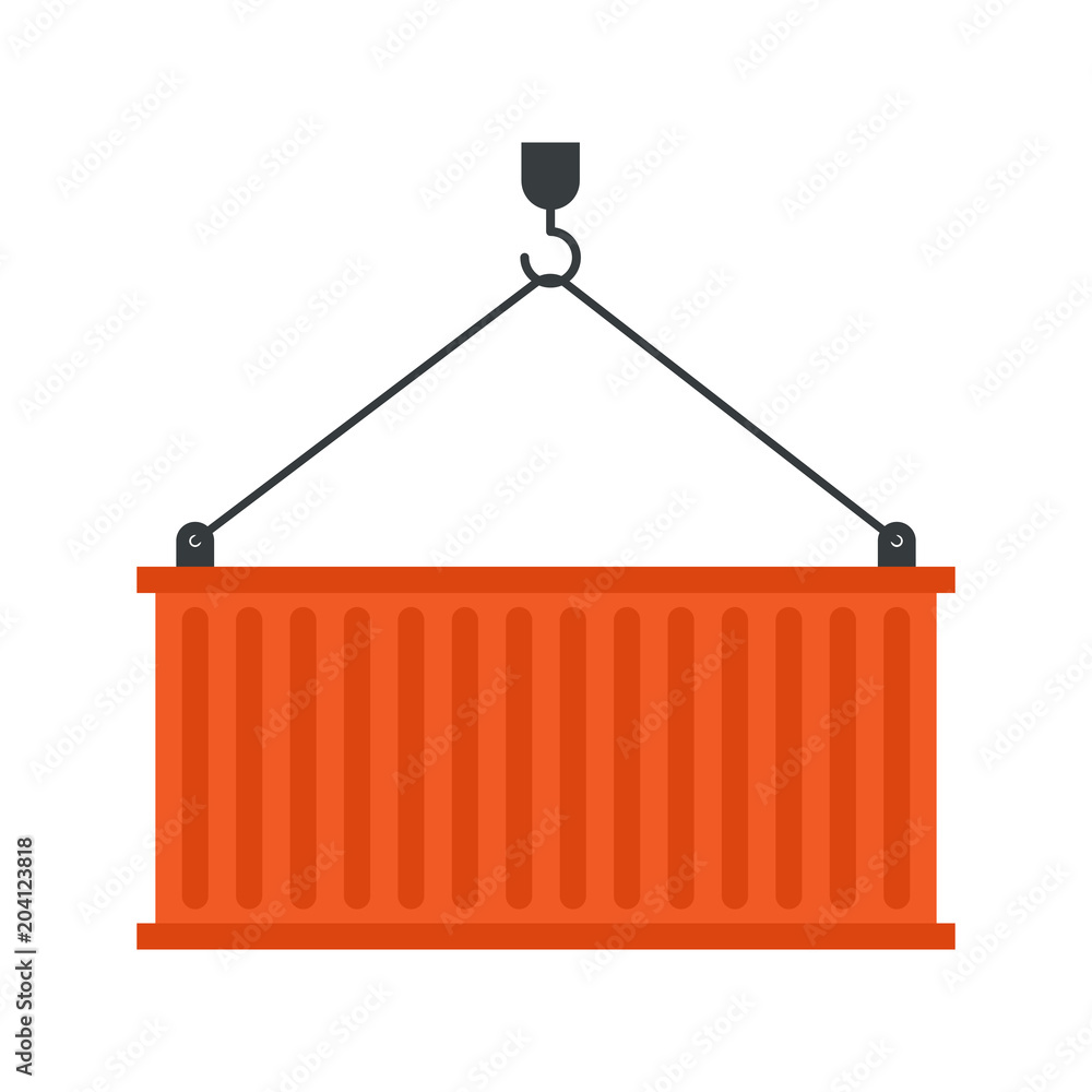Metal cargo container hanging on chain Stock Vector | Adobe Stock