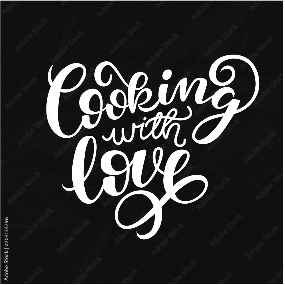 Cooking with love handwritten card. Printable quote template ...