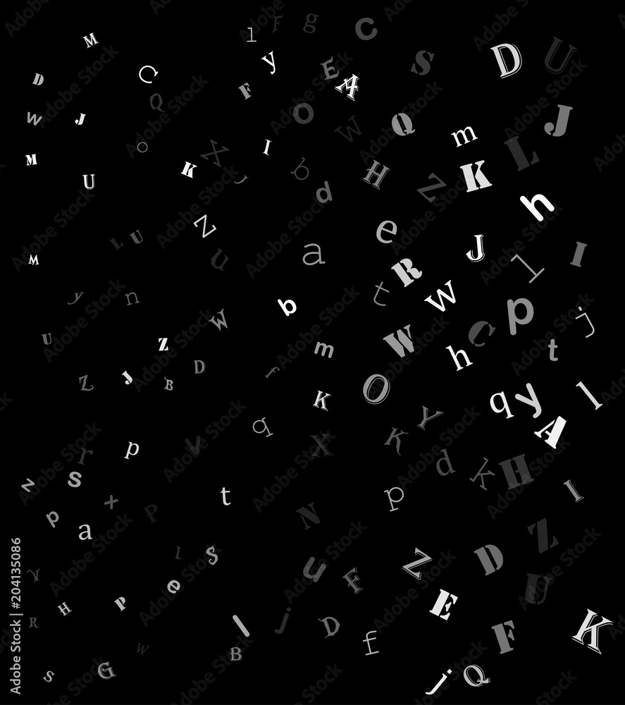 falling random letters english alphabet background design Stock Vector ...