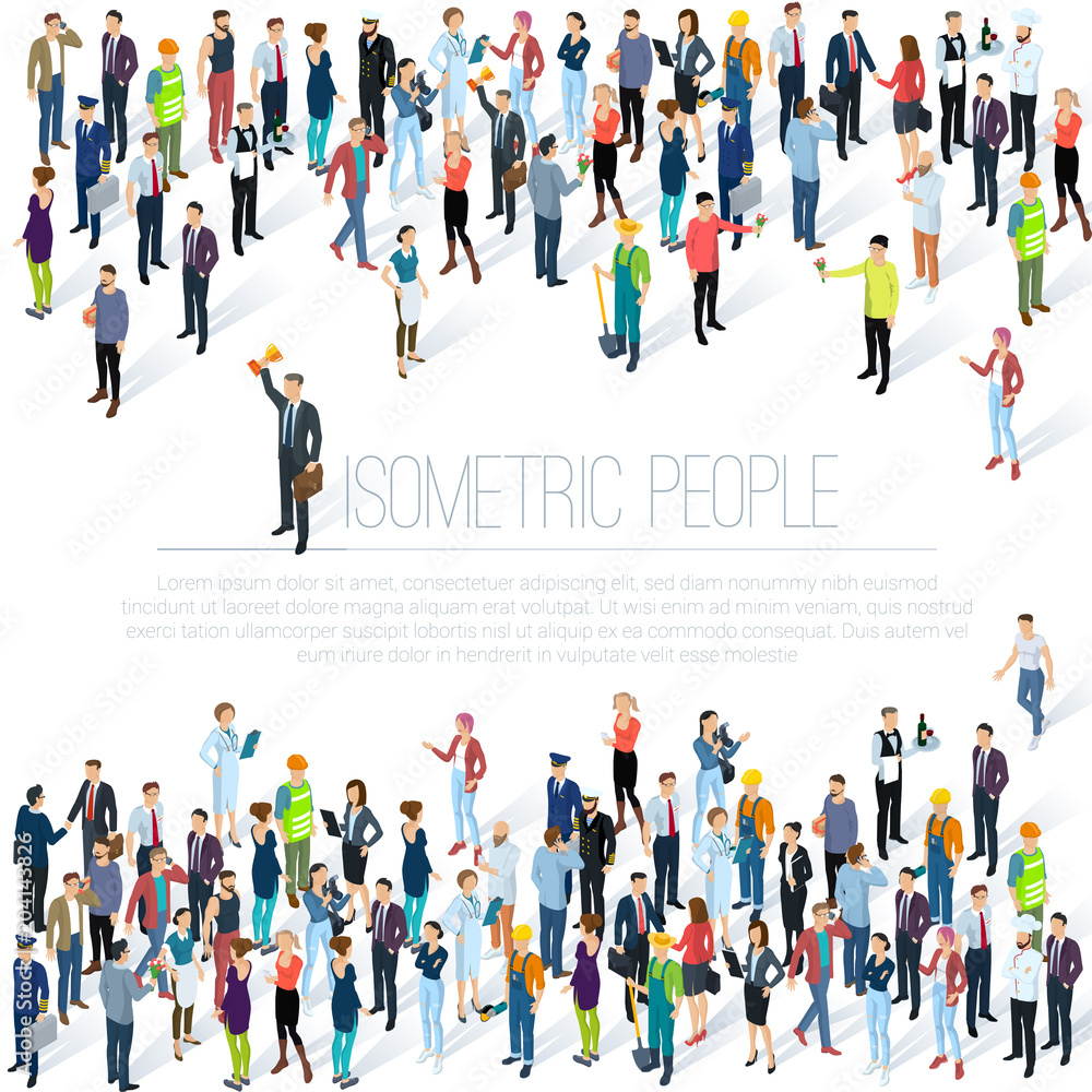 Isometric People crowd. Stock Vector | Adobe Stock