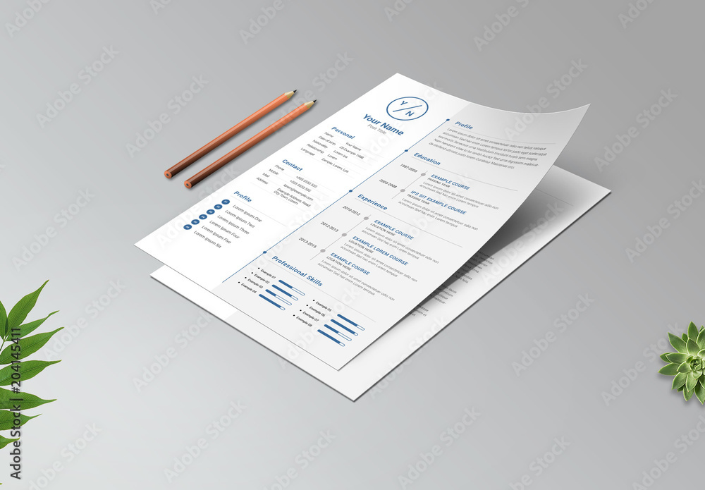 Resume Set with Gray and Blue Accents Stock Template | Adobe Stock
