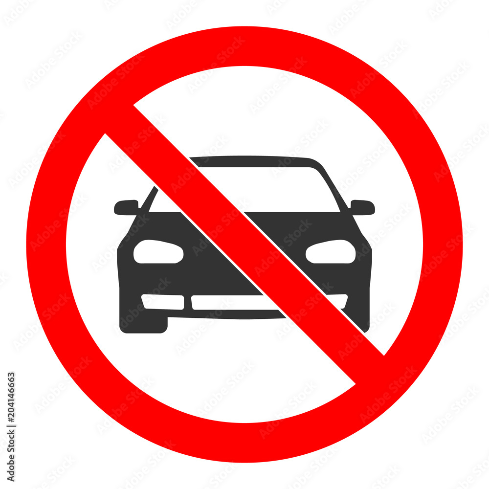 No car sign. Parking prohibited symbol. Restriction icon. Flat design ...