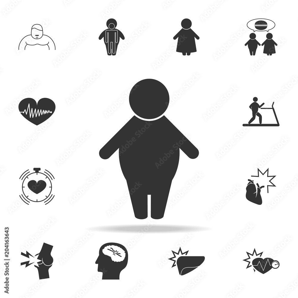Silhouette of a fat man icon. Detailed set of obesity icons. Premium ...