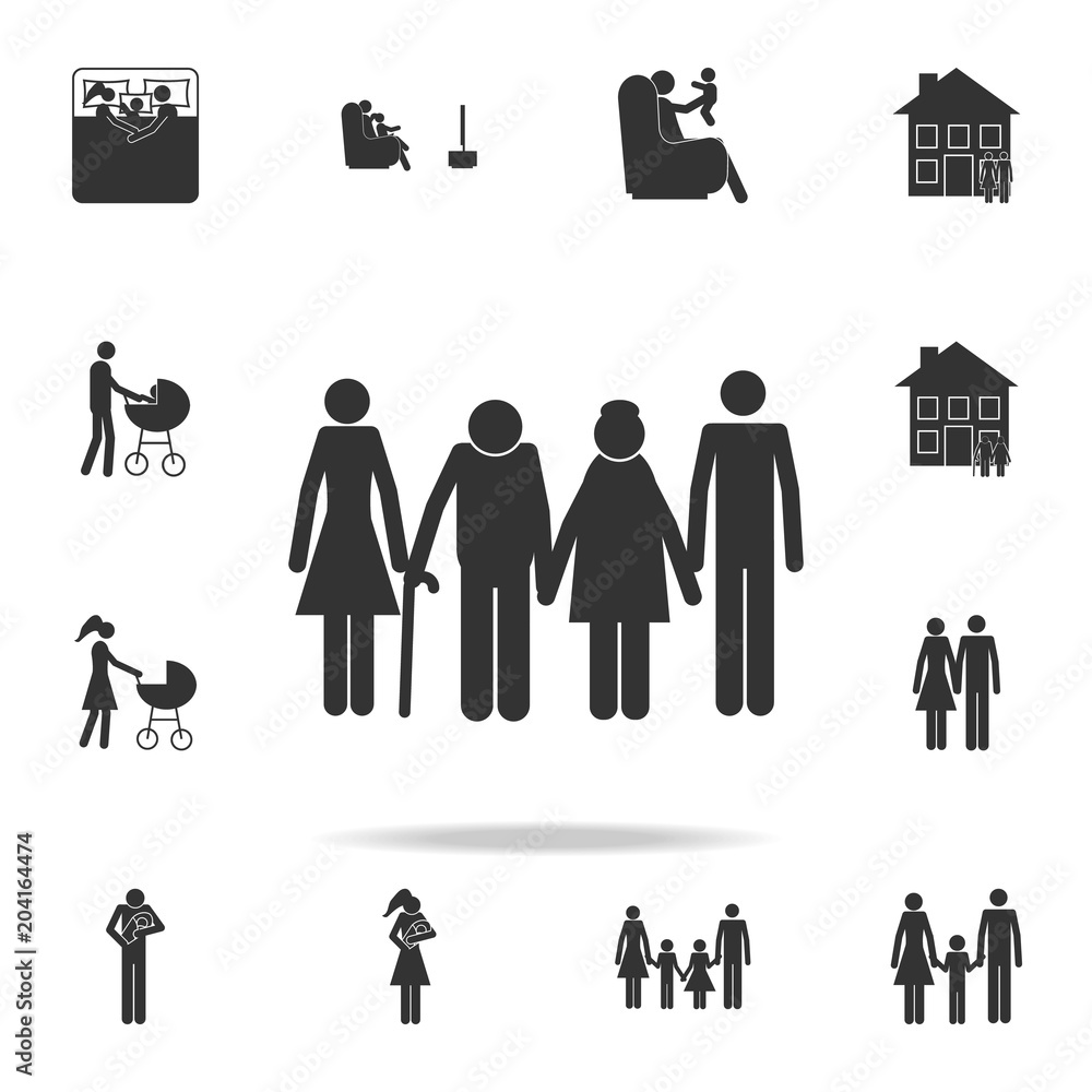 adult children with parents icon. Detailed set of family icons. Premium ...
