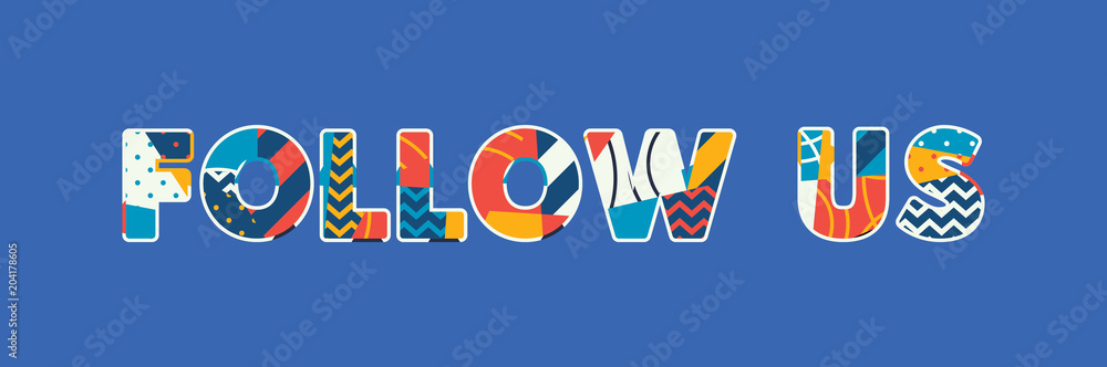 Follow US Concept Word Art Illustration Stock Vector | Adobe Stock
