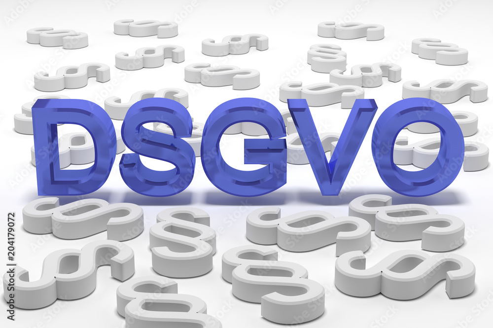 DSGVO - Datenschutz-Grundverordnung - 3D Text - Paragraphen Stock ...