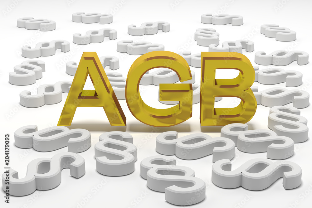 AGB - 3D Text - Allgemeine Geschäftsbedingungen gold und Paragraphen Stock-Illustration | Adobe ...