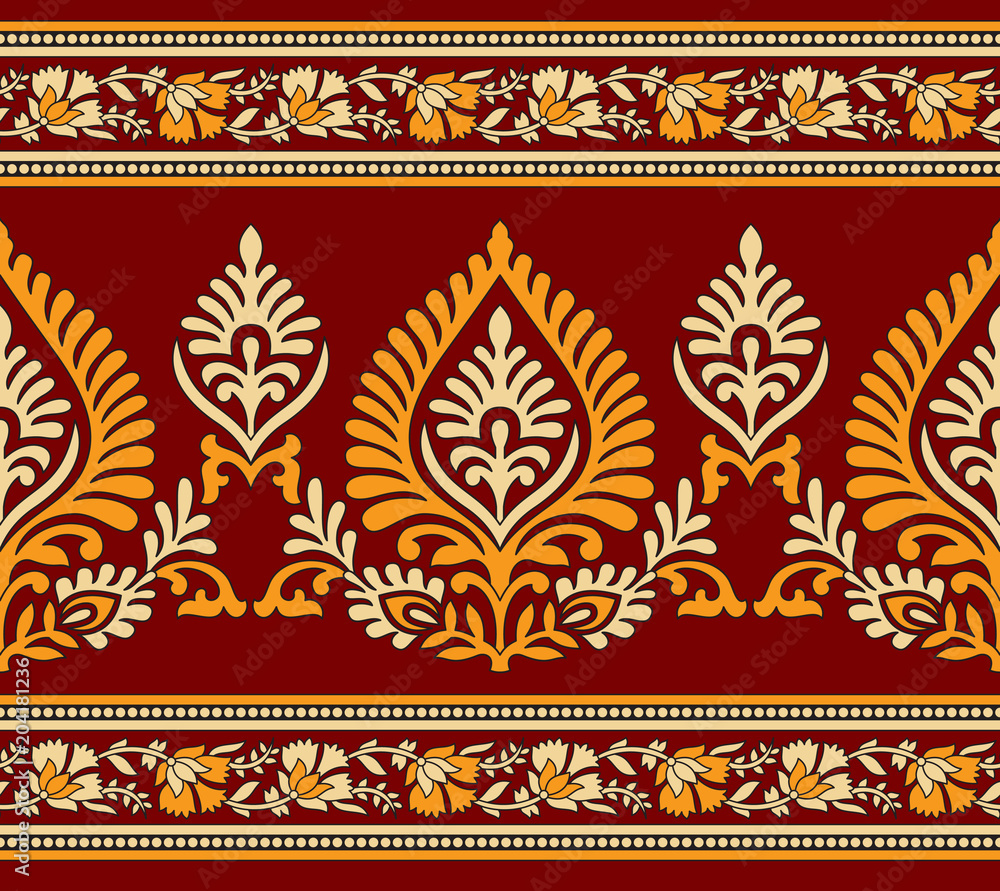 Traditional seamless indian border Stock Vector | Adobe Stock