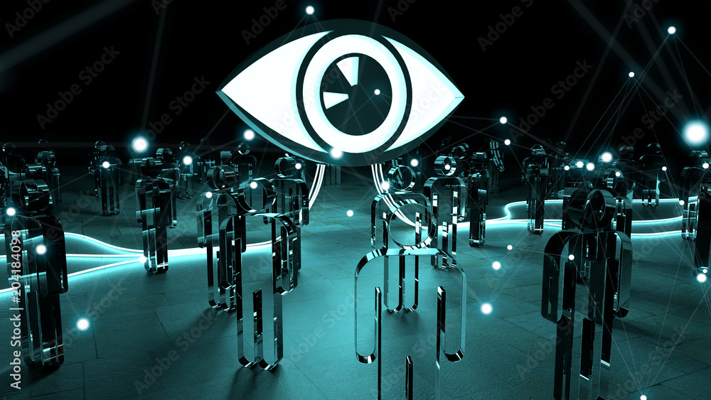 Big eye watching a group of people 3D rendering Stock Photo | Adobe Stock
