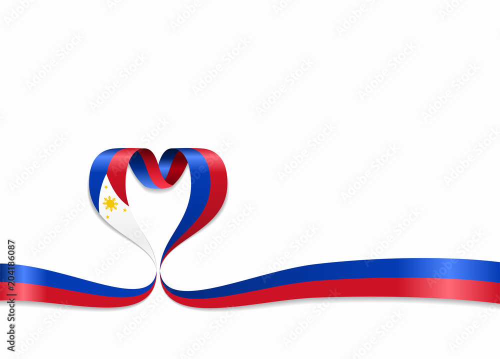 Philippines flag heart-shaped ribbon. Vector illustration. Stock Vector ...