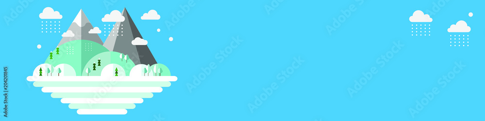 Winter vector illustration for site header or web banner, modern flat ...