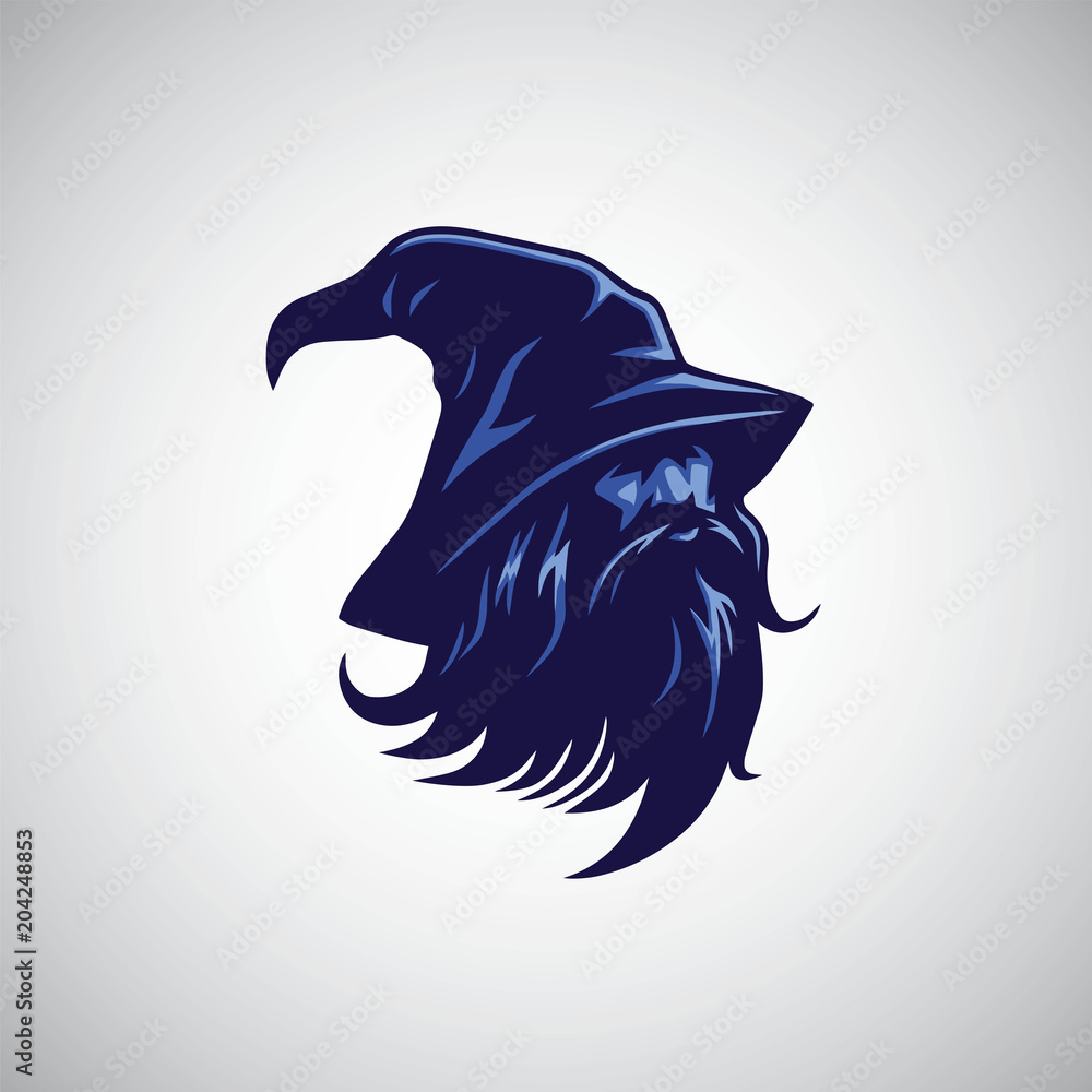 Wizard, Sorcerer Logo Design Mascot Vector Illustration Stock Vector ...