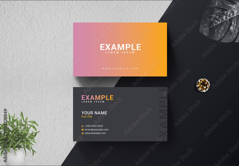 Business Card Layout with Gradient Background Stock Template | Adobe Stock