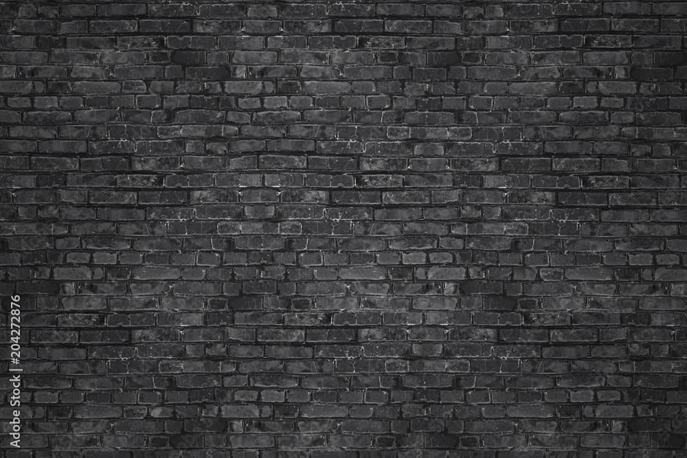 Vintage Black wash brick wall texture for design. Panoramic background ...