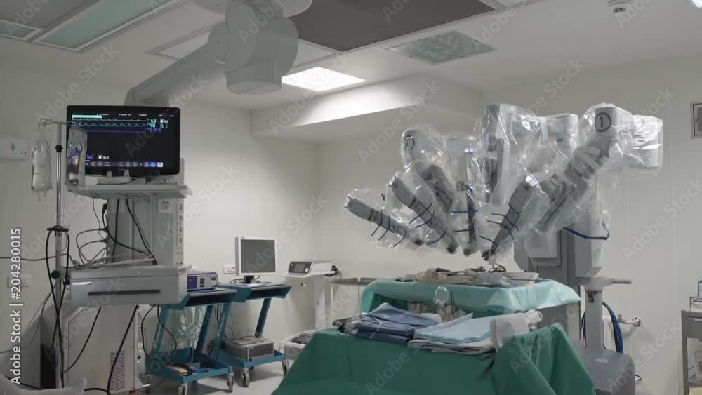 Vidéo Stock Operating room, medical surgical robot, cancerous tumor ...