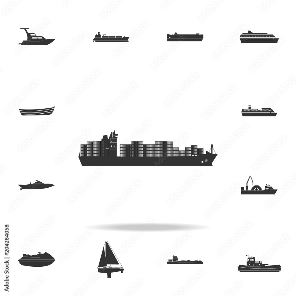 container ship icon. Detailed set of water transport icons. Premium ...