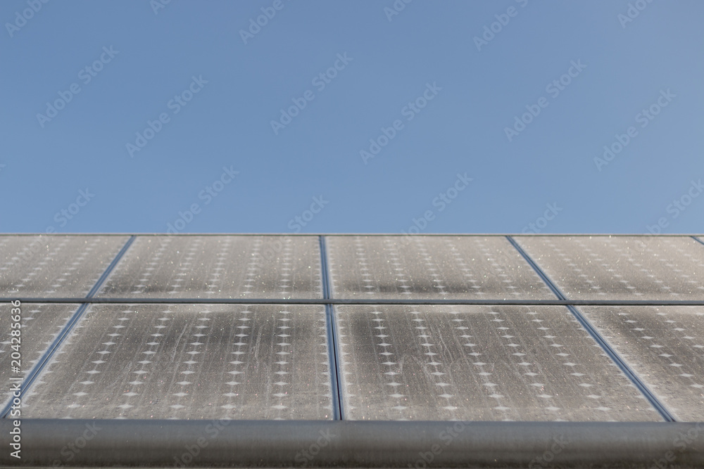 solar photovoltaics pannels or solar modules phin winter morning with ...