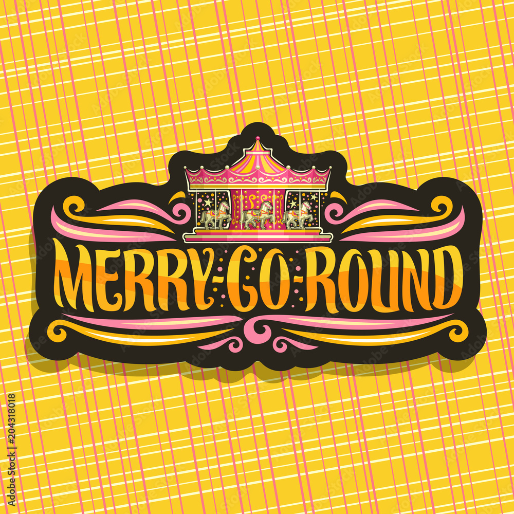 Vector logo for Merry-Go-Round Сarousel, dark signage with children's ...