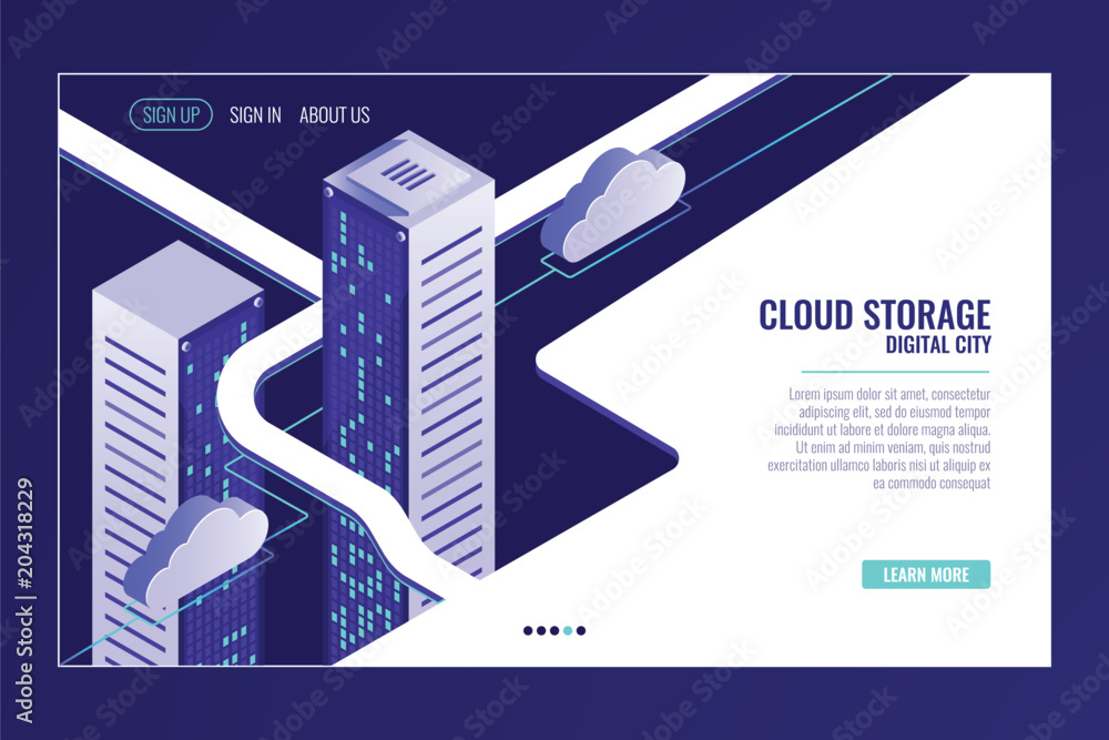 Urban data city, cloud storage concept, server room rack, data center ... Urban data city, cloud storage concept, server room rack, data center ...