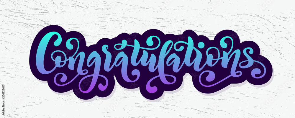 Congratulations hand lettering quote. Hand drawn modern brush ...