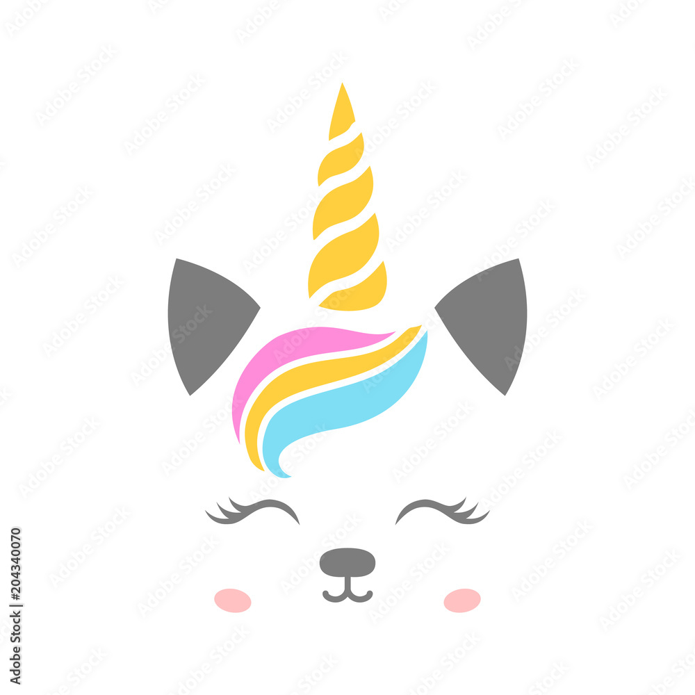 Happy unicorn face vector. Cute unicorn face. Design for child card,t ...