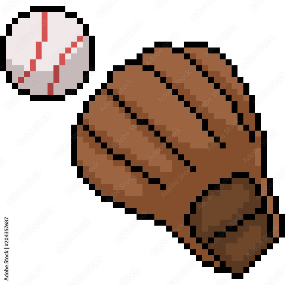 vector pixel art baseball glove Stock Vector | Adobe Stock