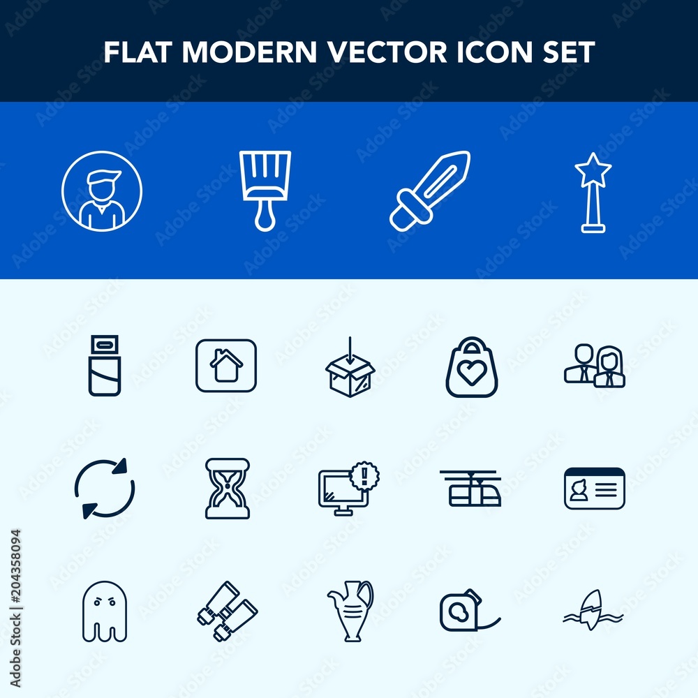 Modern, simple vector icon set with building, success, bag, business ...