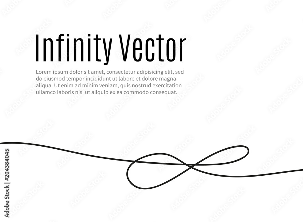 Infinity in solid lines of drawing. Continuous black line. Work flat ...