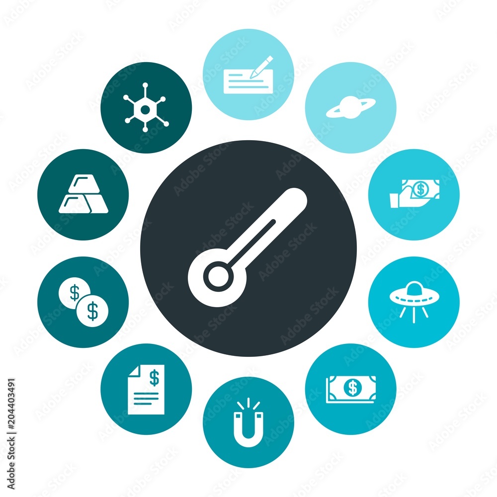 business, science, money Infographic Colorful fill Icons Set. Contains ...