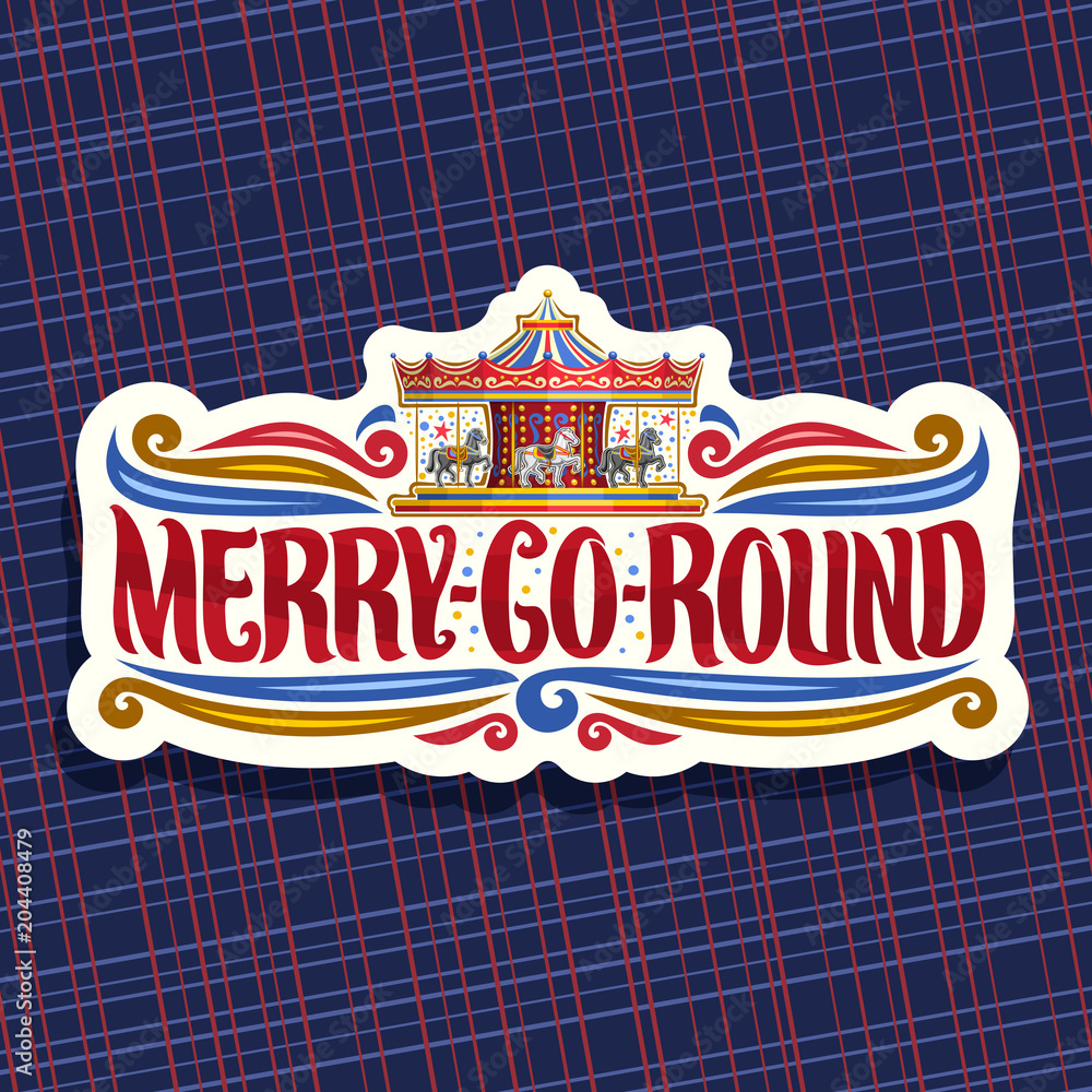 Vector logo for Merry-Go-Round Carousel, cut paper signage with ...