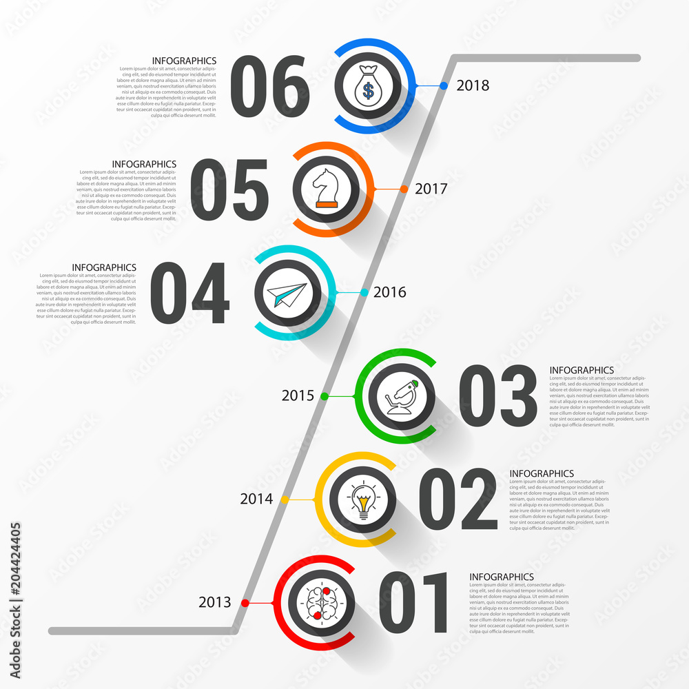 Infographic design template. Timeline concept with 6 steps Stock Vector ...