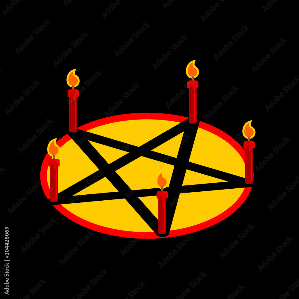Pentagram of devil. Satan sign. Ritual symbol. Call daemon. Black ...