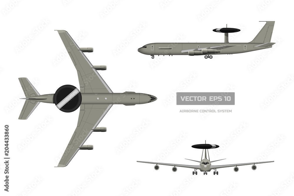 3d image of military aircraft. Top, front and side jet view. Army ...