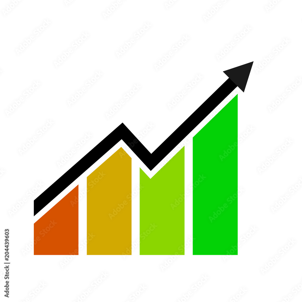Simple, flat business icon. Up trending graph icon/illustration ...