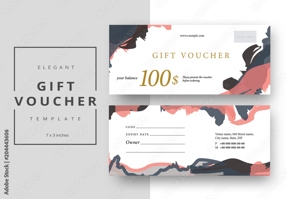 Gift Voucher Layout with Abstract Elements Stock Template | Adobe Stock