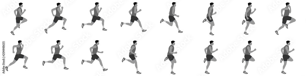 man run cycle and jogging animation spite sheet Stock Vector | Adobe Stock