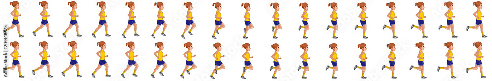 little girl man run cycle and jogging animation spite sheet Stock ...